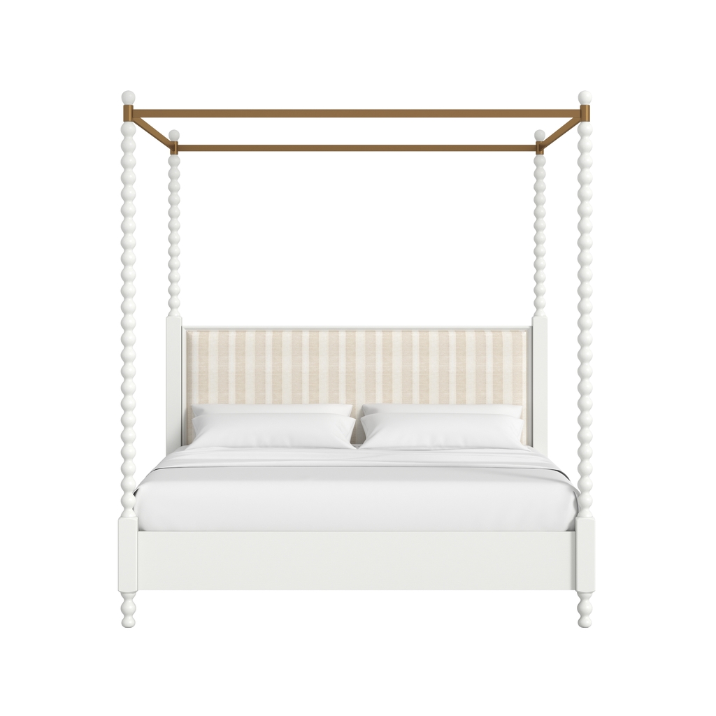 Haven King Upholstered Canopy Poster Bed In Warm White by A.R.T ...