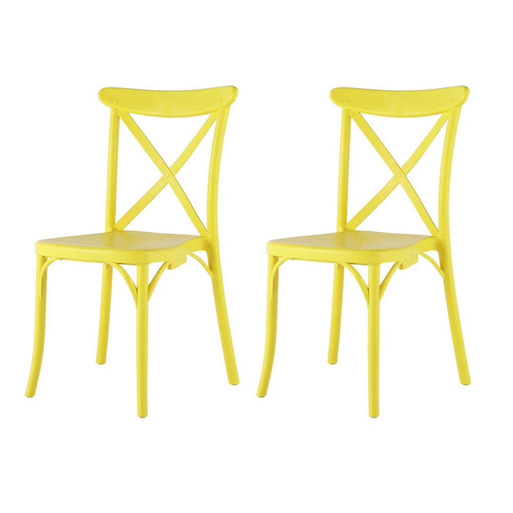 Heavy Duty Plastic Cross Back Dining Side Chairs Set of 4 In Yellow by ...