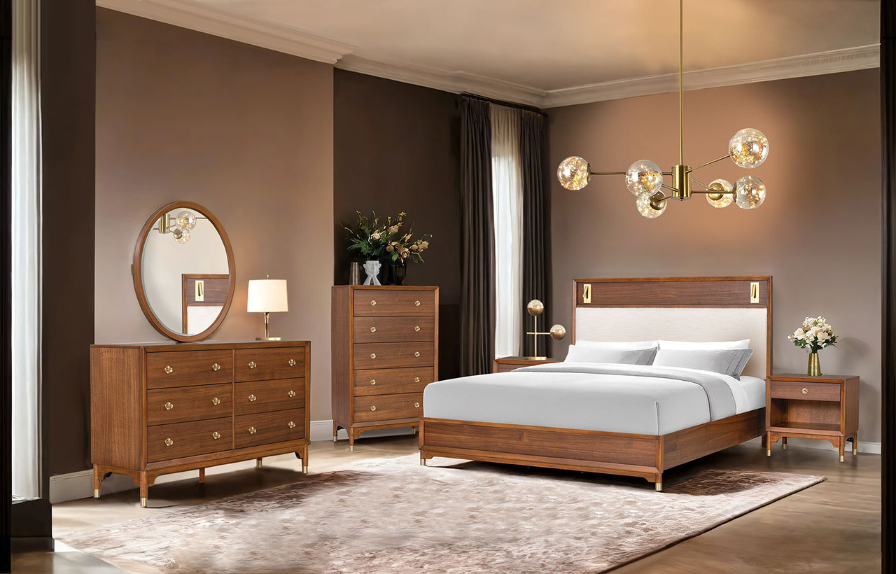Hepburne Nightstand with USB and LED In Walnut by Furniture of America ...