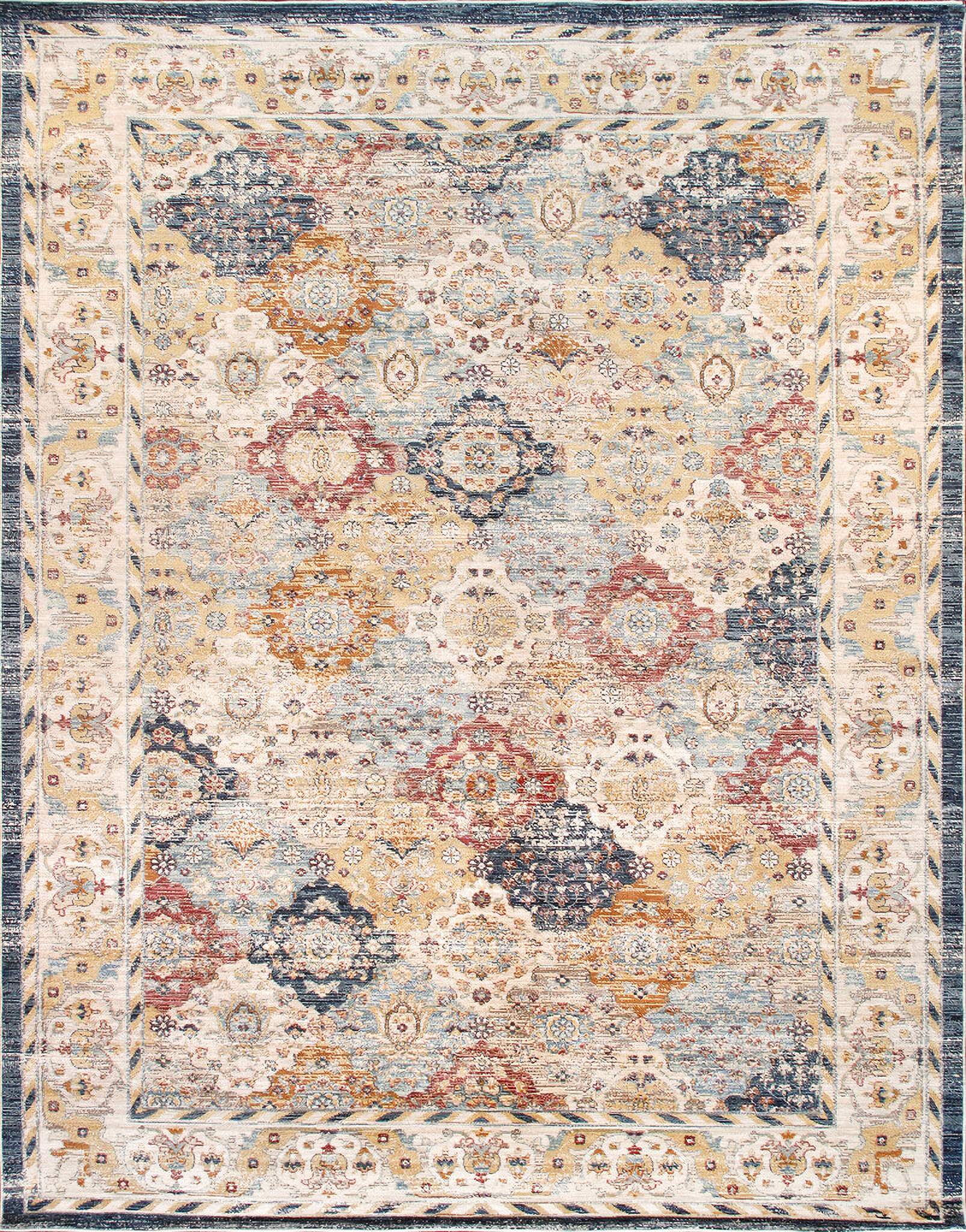 Heritage Design Power Loom Area Rug - 3' x 5' In Light Blue and Multi ...