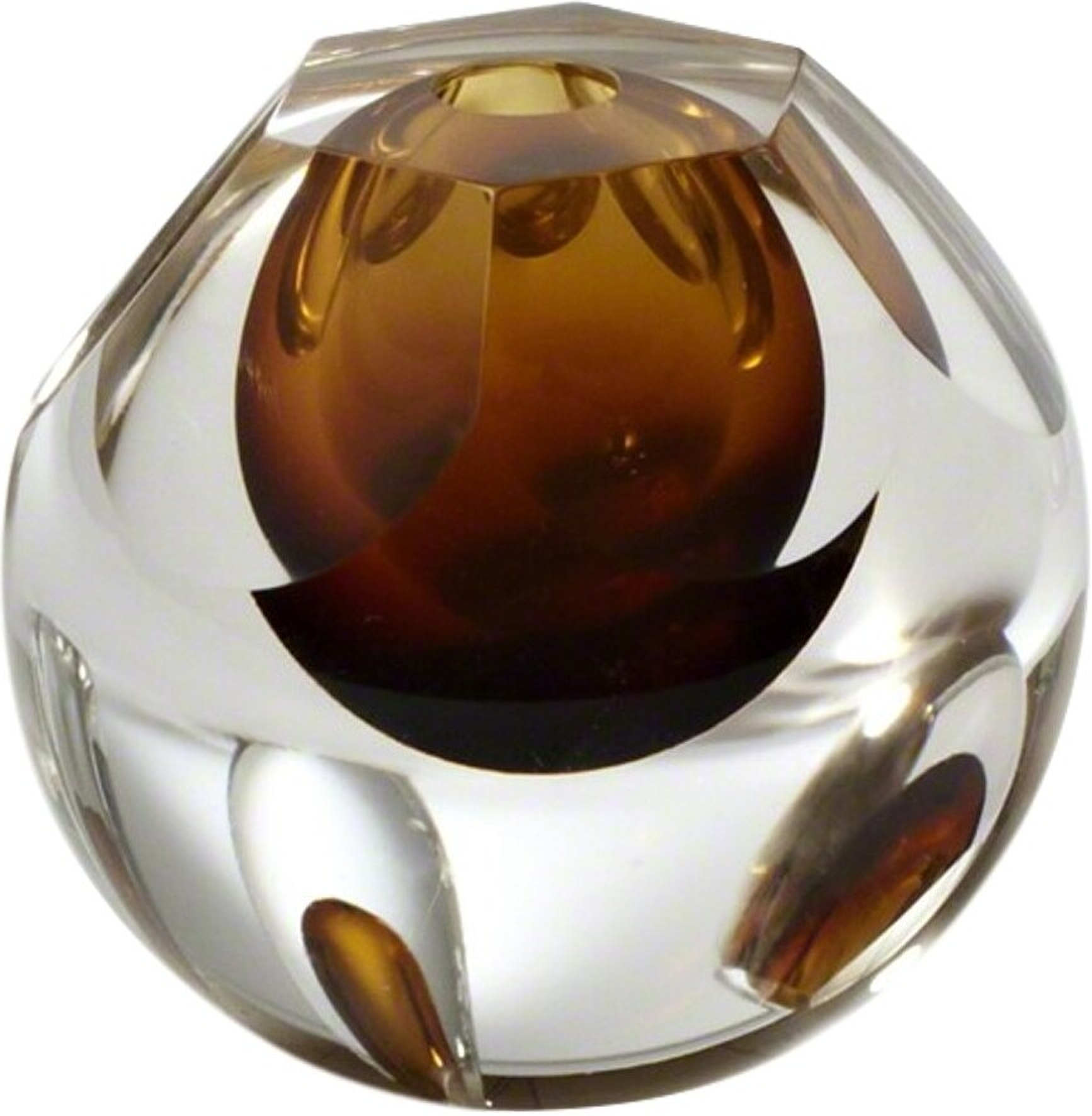Hexagon Cut Glass Vase In Amber by Global Views | 1StopBedrooms