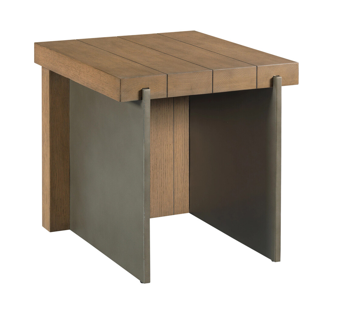 Spence End Table In Spice and Brushed Steel by Hammary | 1StopBedrooms