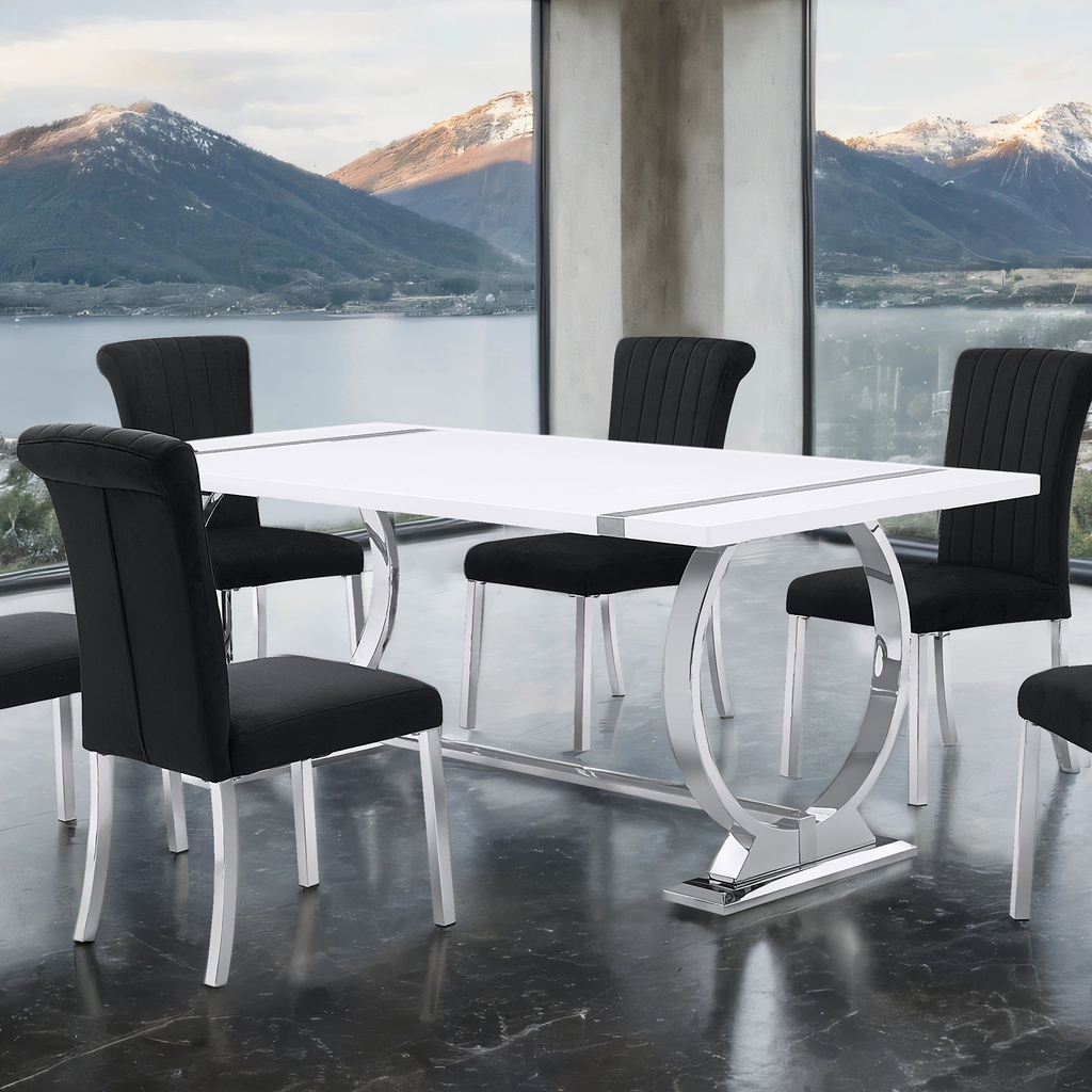 Holbaek 80 Inch Dining Table In Silver and White by Furniture of ...