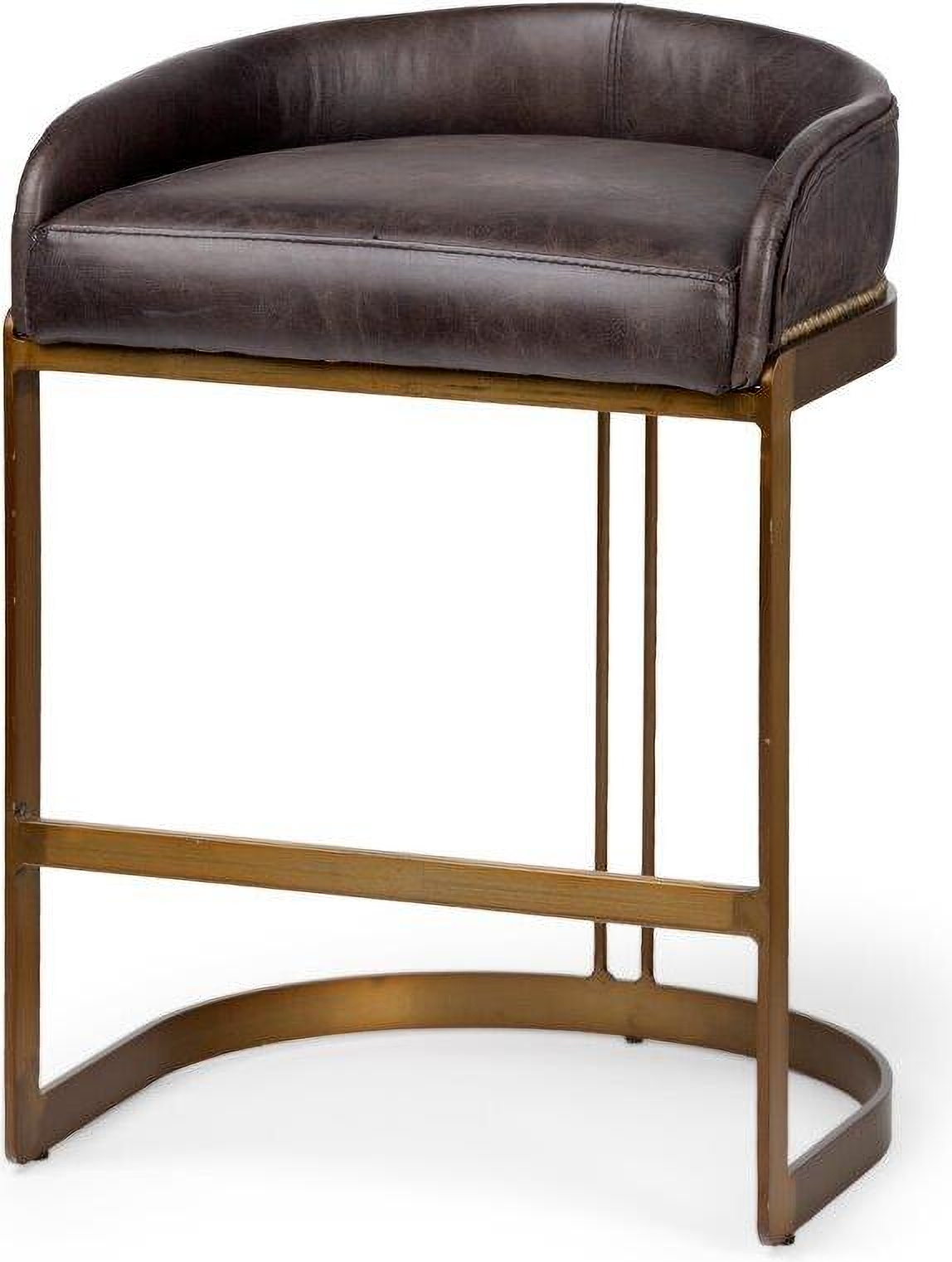 Hollyfield 29 Inch Total Height Black Leather Seat Gold Metal Base ...