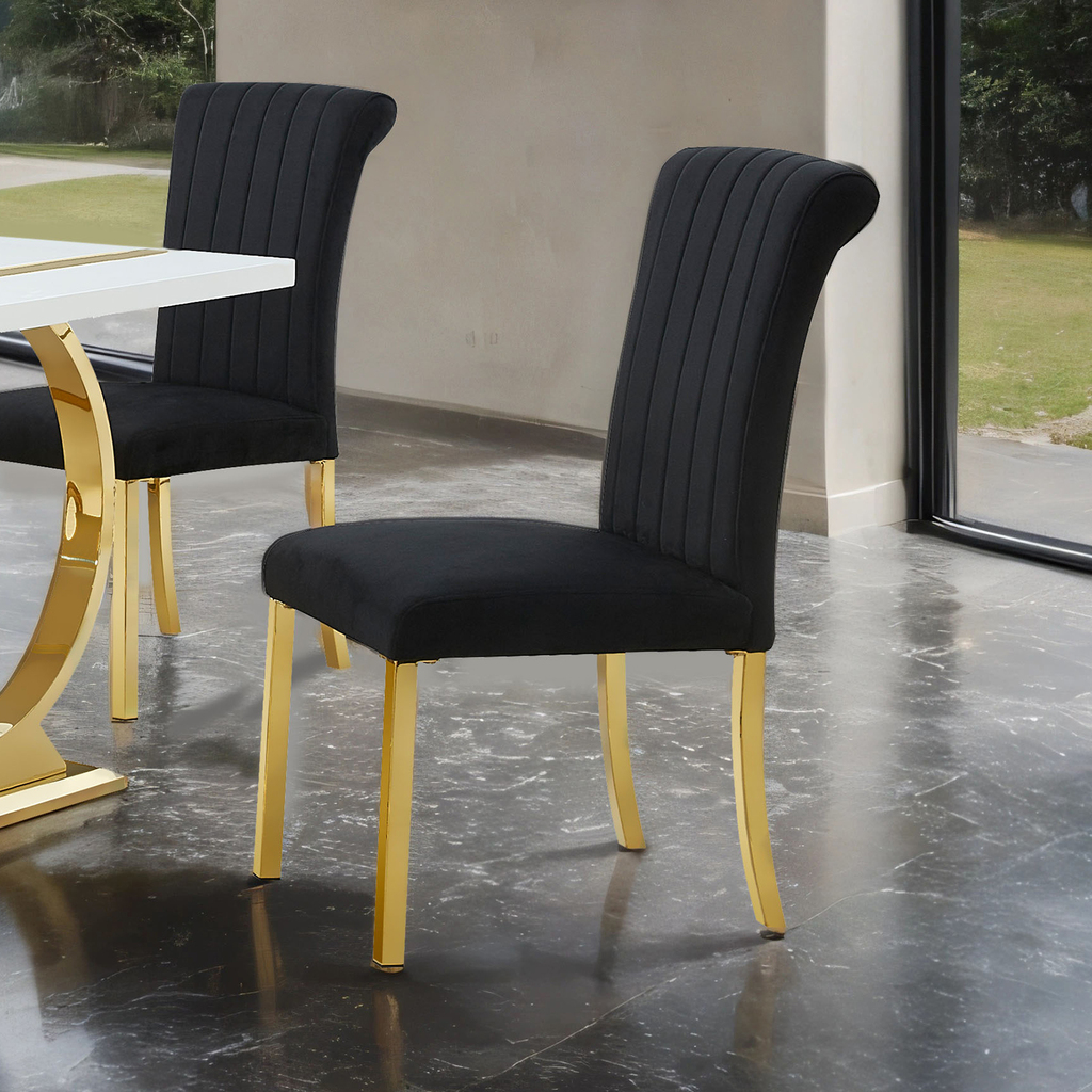 Holstebro Black Side Chair Set of 2 In Gold and Black by Furniture of ...