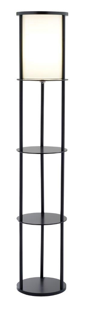 Homeroots Black Wood Round Shelf Floor Lamp 372522 | 1StopBedrooms