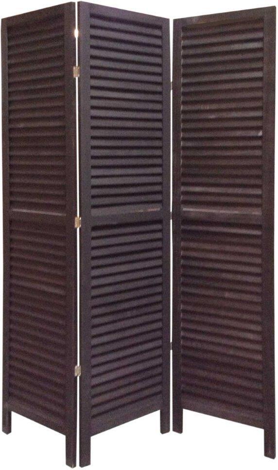 Homeroots Black Wood Shutter Screen | 1StopBedrooms