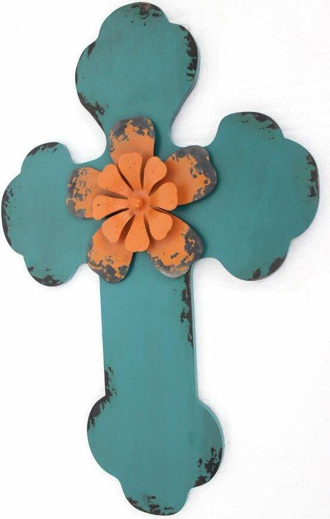 Homeroots Blue Rustic Cross Wooden Wall Decor | 1StopBedrooms