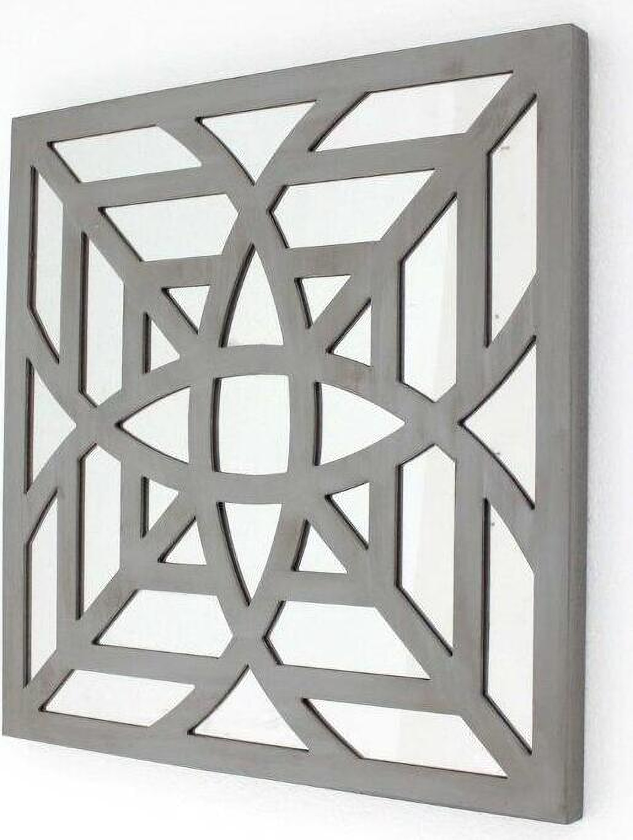 Homeroots Gray Mirrored Square Wooden Wall Decor | 1StopBedrooms