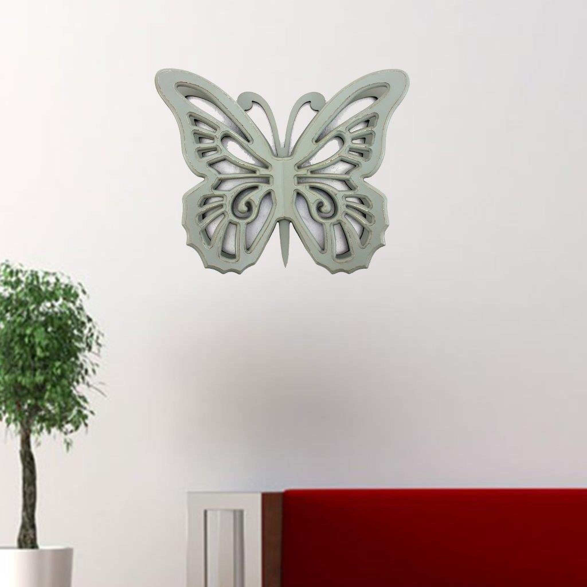 Homeroots Gray Rustic Butterfly Wooden Wall Decor | 1StopBedrooms