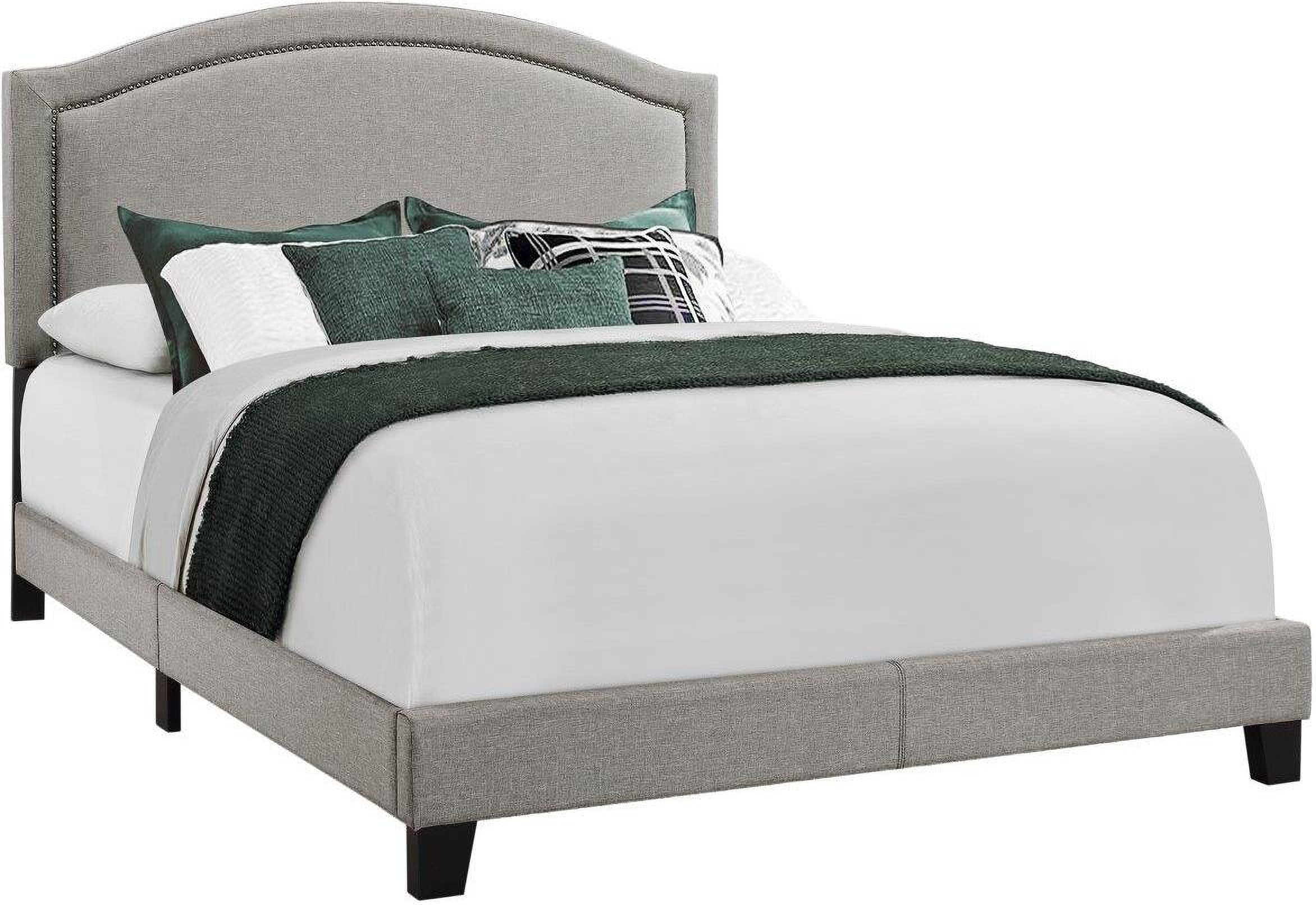 Homeroots Grey Foam Solid Wood Linen Queen Size Bed 333300 | 1StopBedrooms