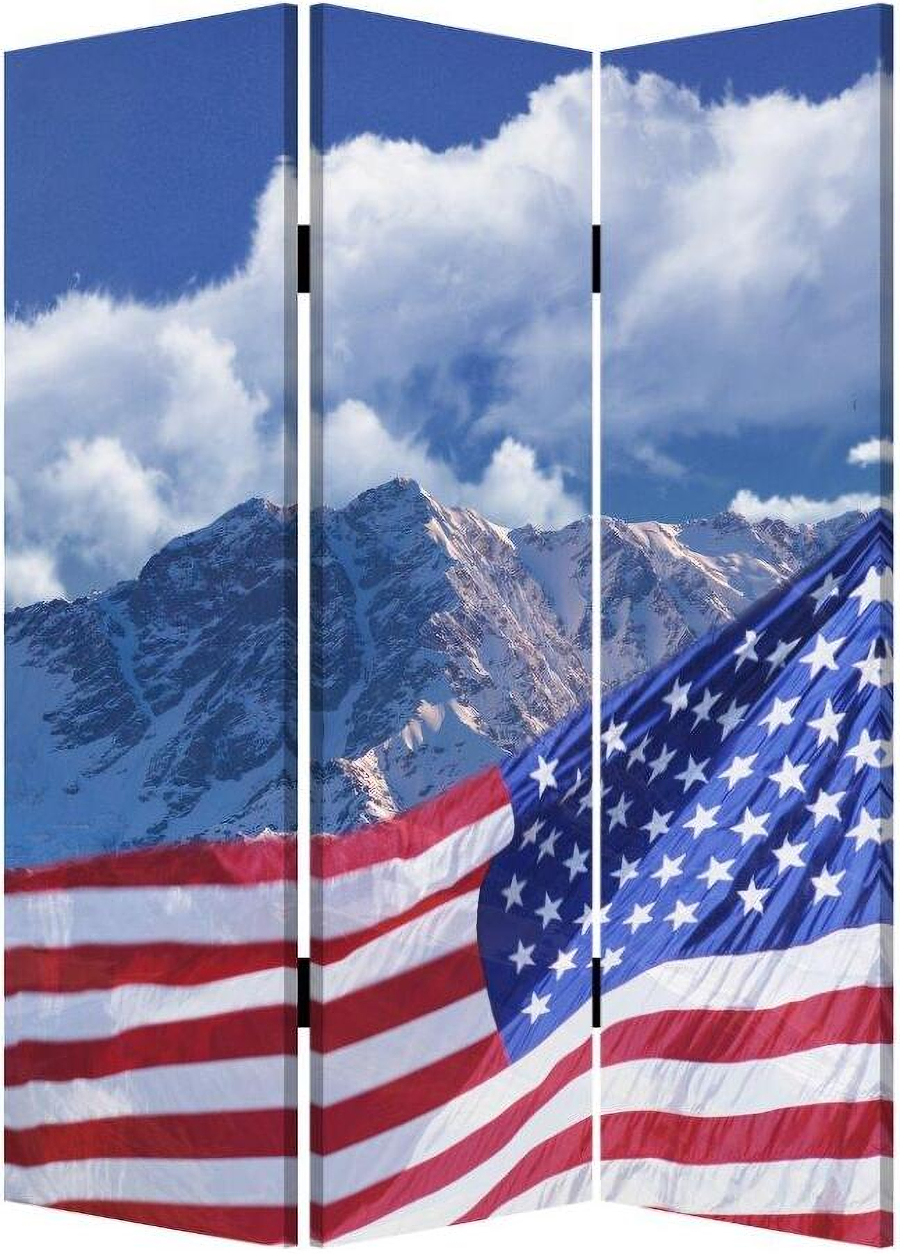 Homeroots Multi Color Wood Canvas Model American Flag Screen ...