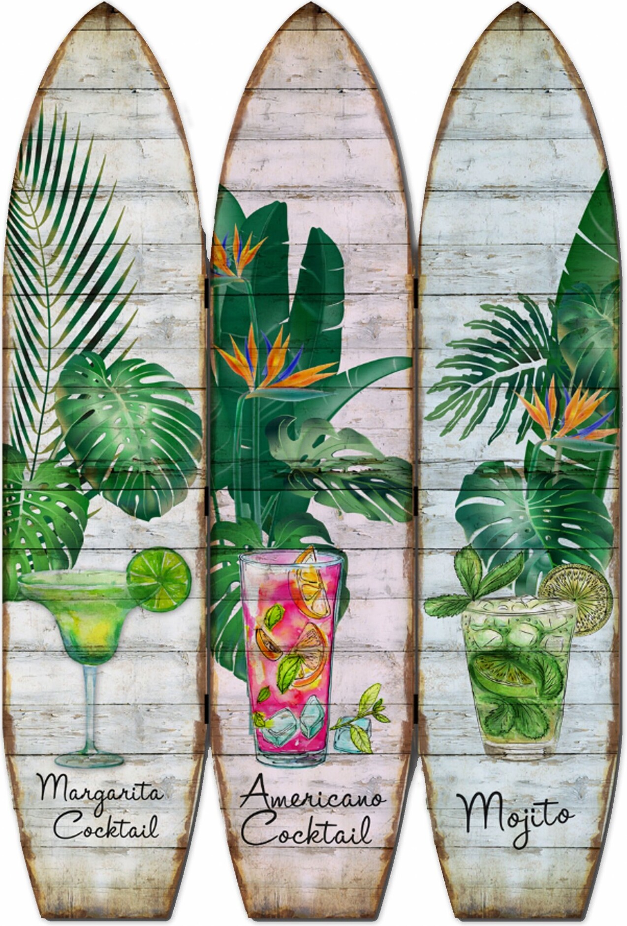 Homeroots Wood Surfboard Screen In Green | 1StopBedrooms