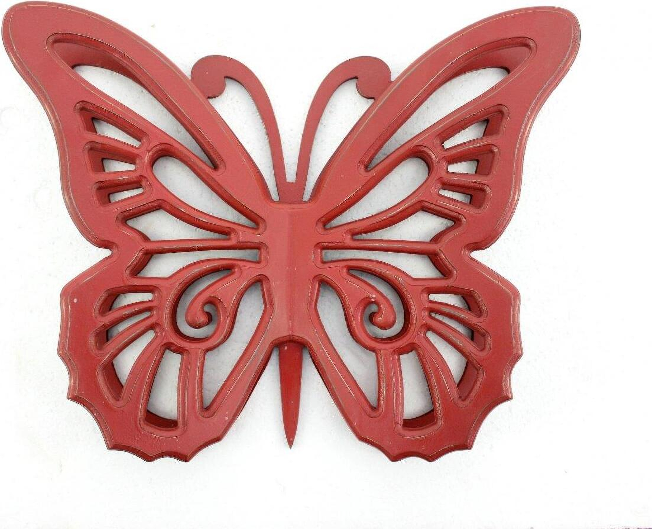 Homeroots Red Rustic Butterfly Wooden Wall Decor | 1StopBedrooms