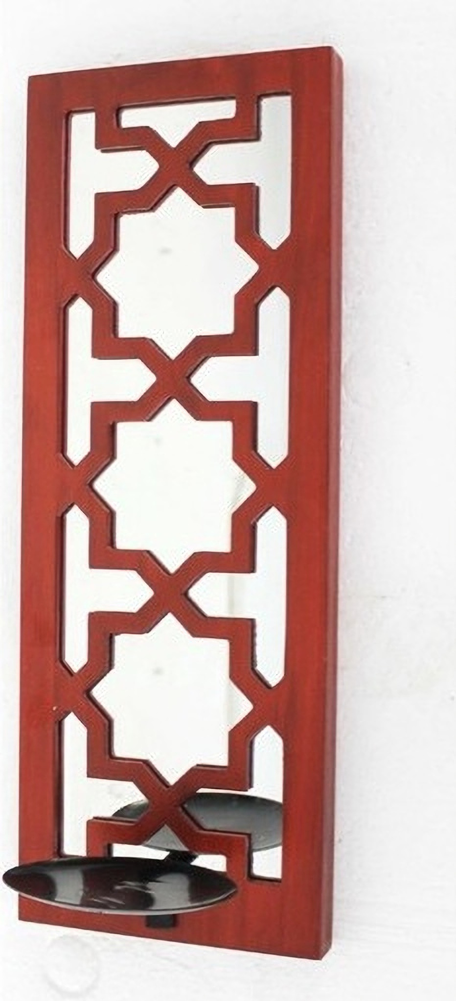 Homeroots Red Wooden Cross Candle Holder Sconce | 1StopBedrooms
