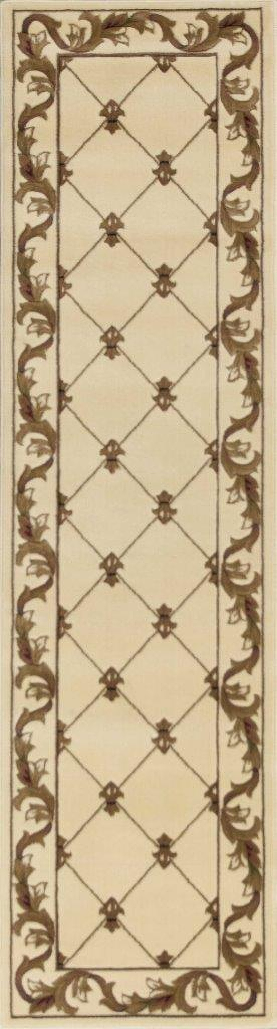 Runner Polypropylene Ivory Fleur de Lis Area Rug - 2' x 8' by Homeroots ...
