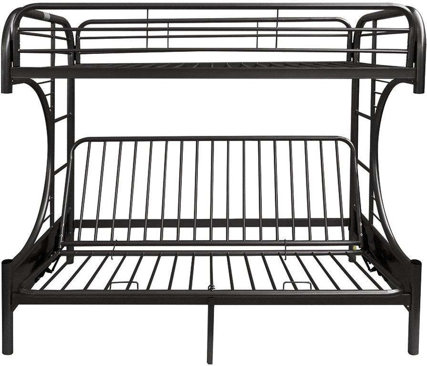Homeroots Twin Over Full Black Metal Tube Futon Bunk Bed | 1StopBedrooms