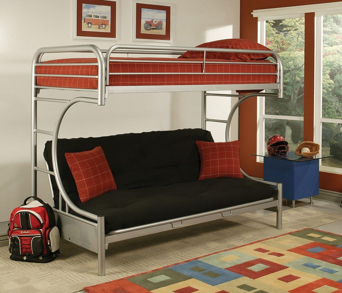 Homeroots Twin Over Full Silver Metal Tube Bunk Bed 285191 | 1StopBedrooms