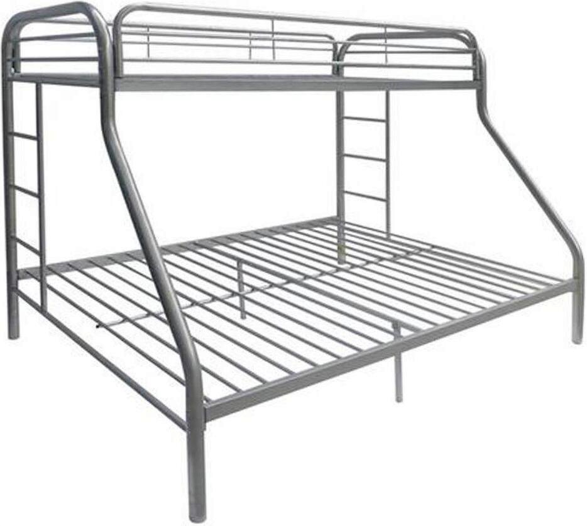 Homeroots Twin Over Full Silver Metal Tube Bunk Bed | 1StopBedrooms