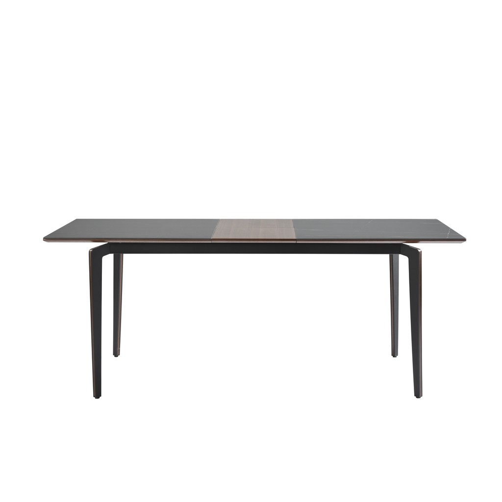 Honey Extendable Rectangular Dining Table with Sintered Stone and Wood ...
