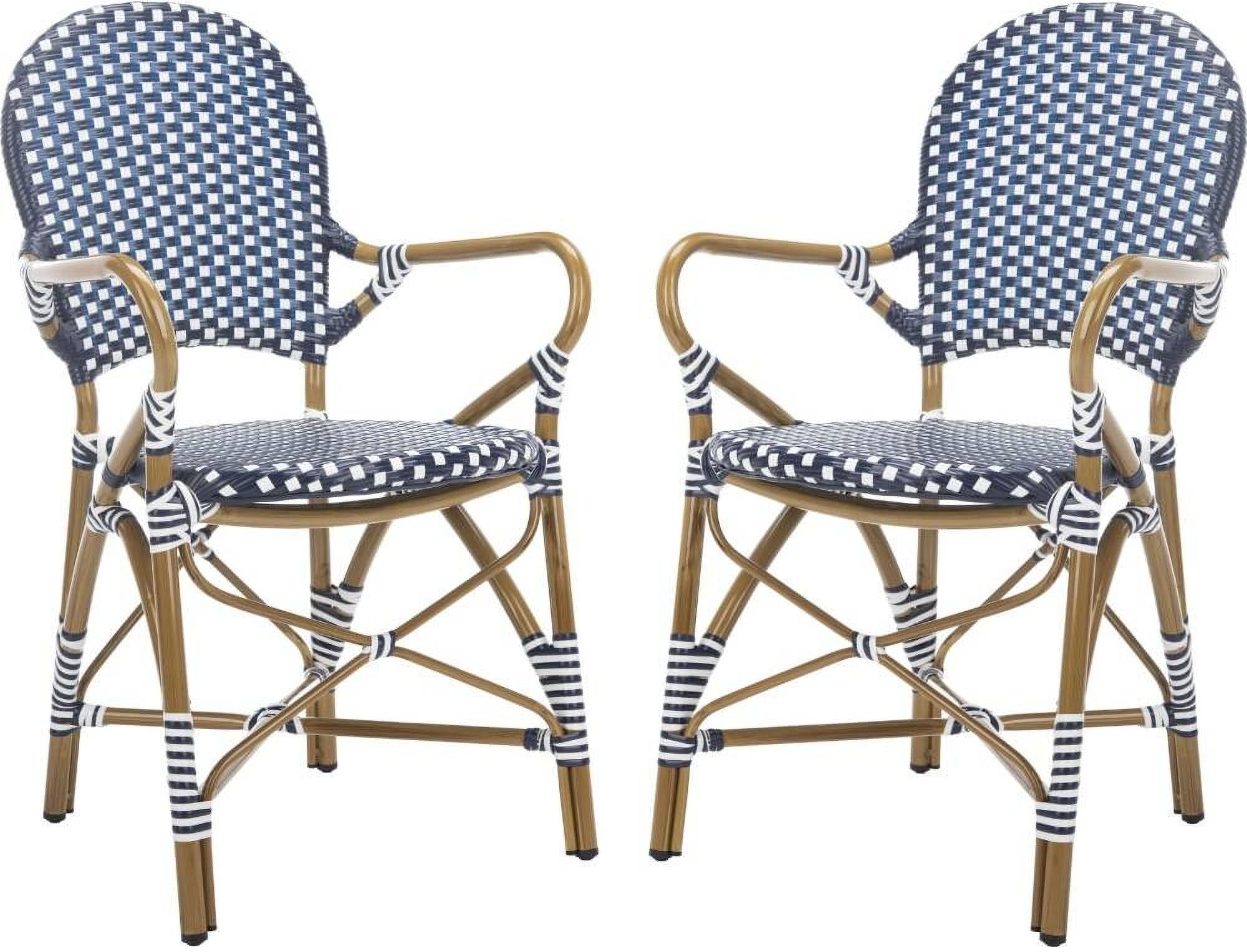 Hooper Navy/White Indoor-Outdoor Stacking ArmChair Set of 2 FOX5209F by ...