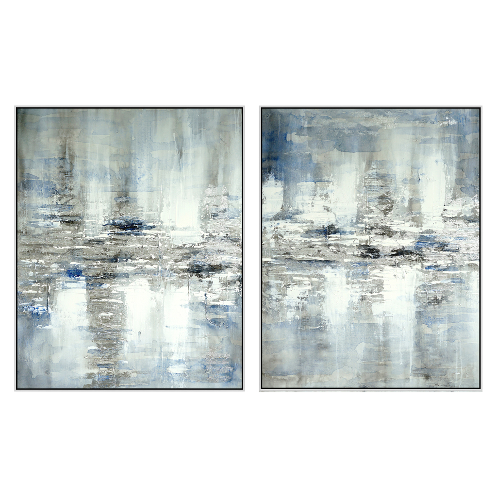 Horizon Mist Blue Textured Diptych Canvas Wall Art Set of 2 In Multi by ...