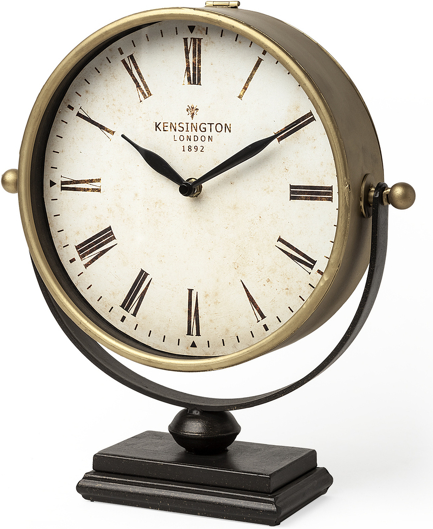 Houston Metal Half Moon Base Table Clock In Gold by Mercana | 1StopBedrooms