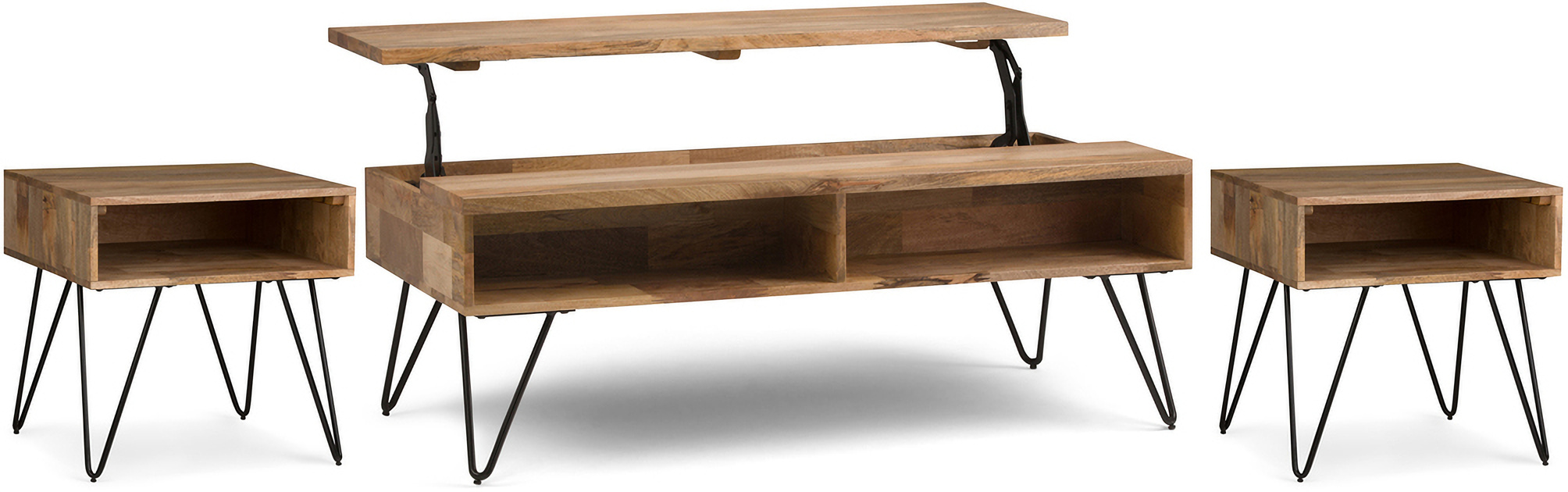 Hunter Solid Mango 48 Inch Coffee Table with 22 Inch End Tables Set of ...