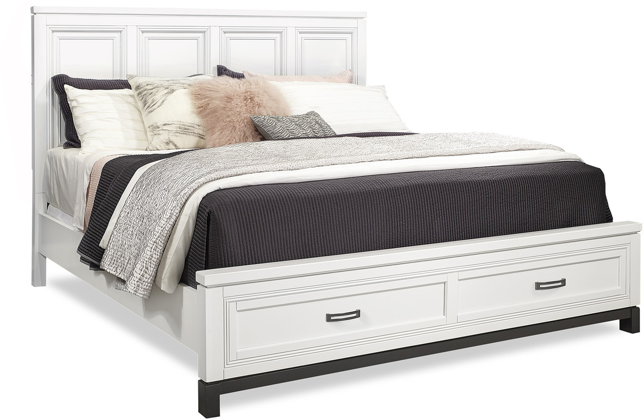 Hyde Park Queen Panel Storage Bed In White by Aspenhome | 1StopBedrooms