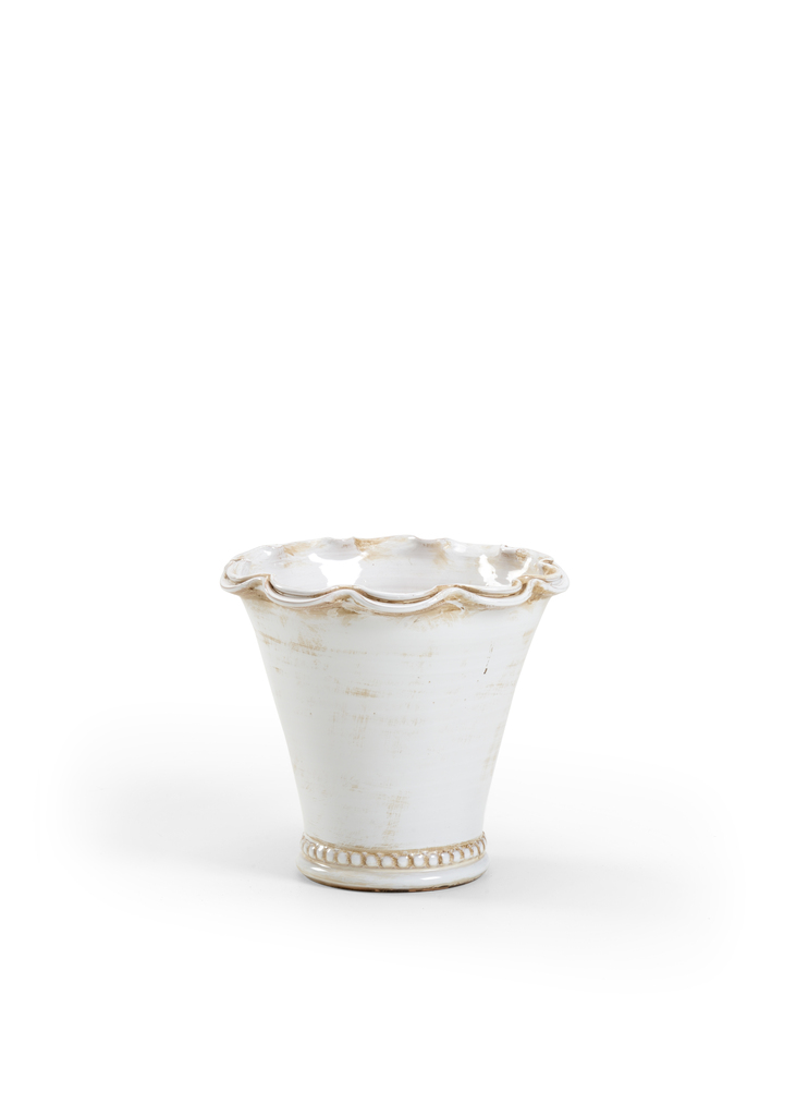 Impruneta Fluted Pot Small In White and Cream by Wildwood | 1StopBedrooms