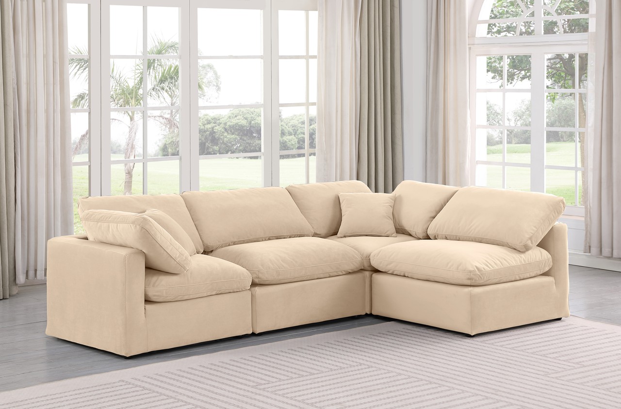 Indulge Modular Sectional In Beige Velvet by Meridian | 1StopBedrooms