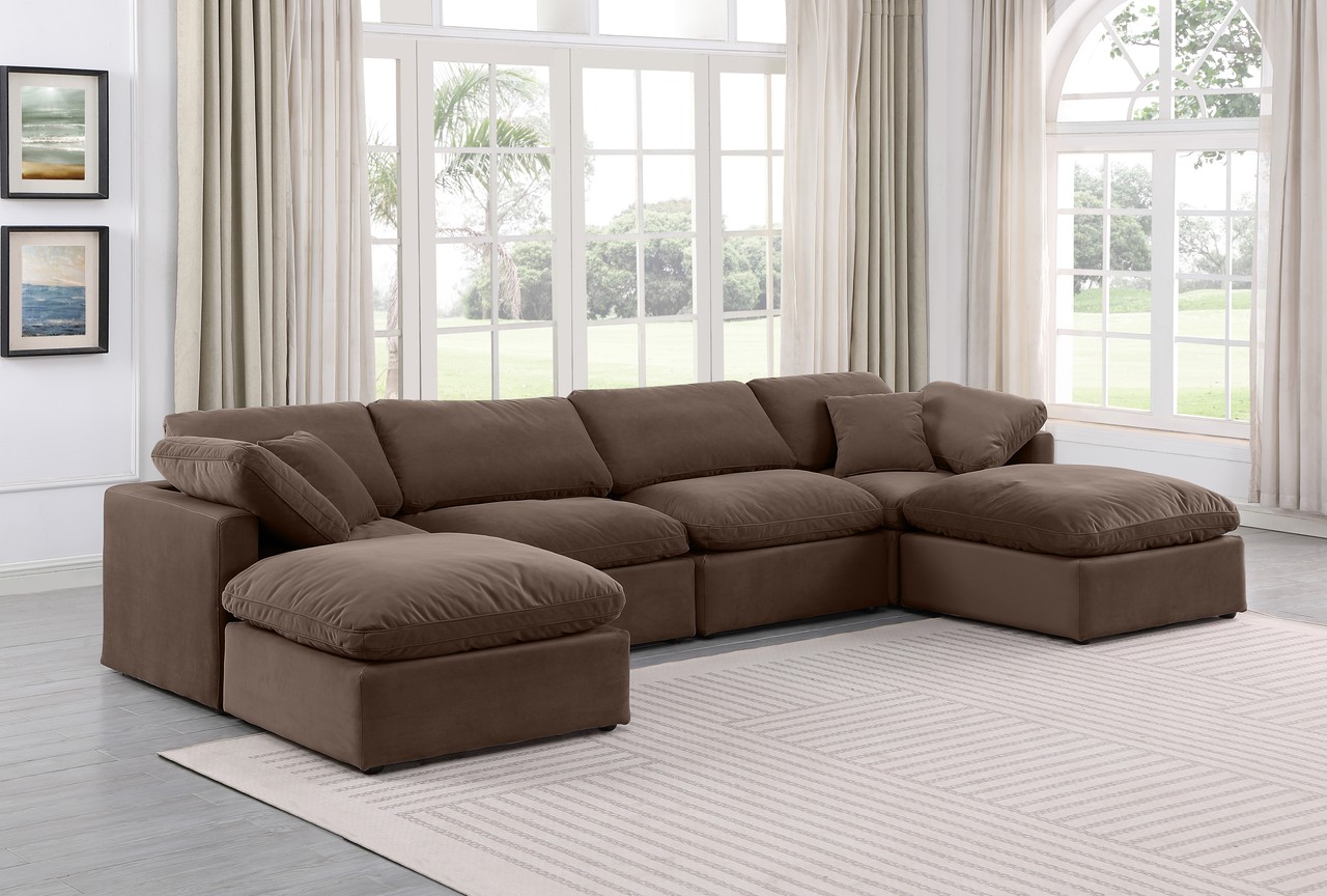 Indulge 6 Piece Modular Sectional In Brown Velvet by Meridian ...