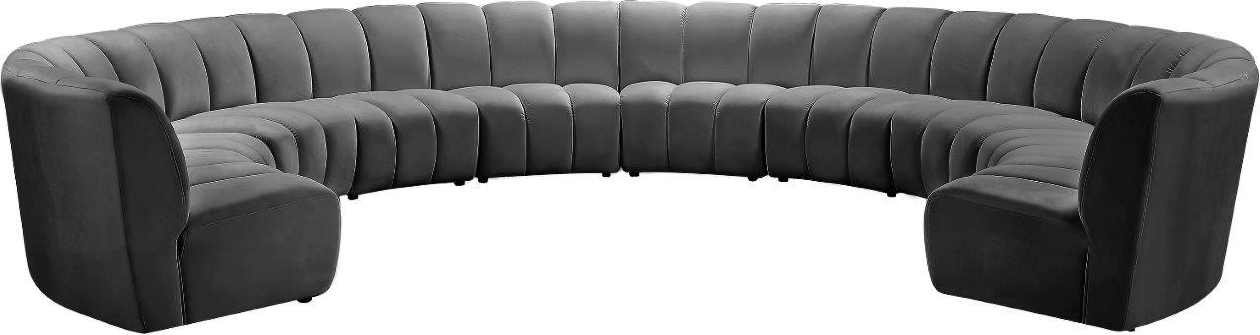 Infinity 10-Piece Velvet Modular Sectional In Grey by Meridian ...