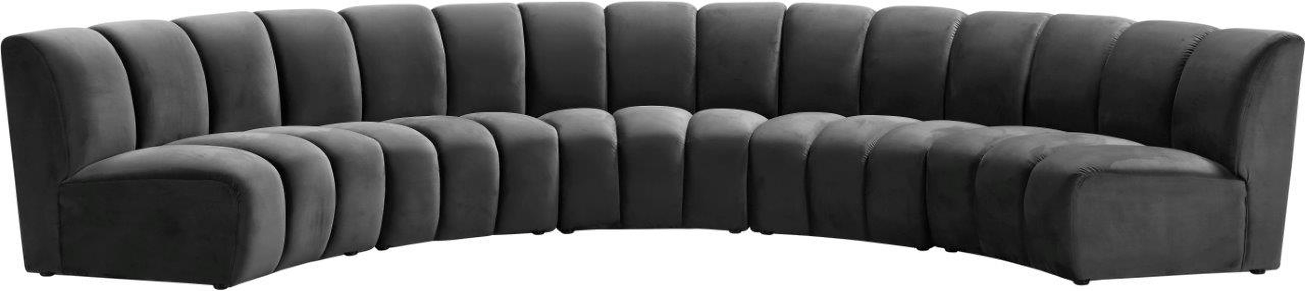 Infinity 5-Piece Velvet Modular Sectional In Grey by Meridian ...