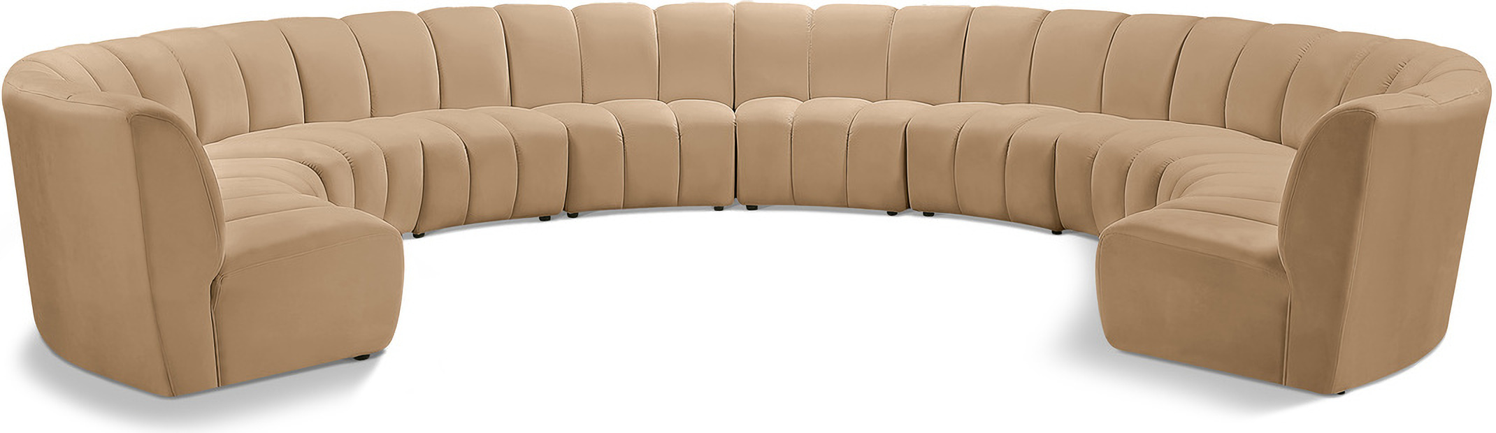 Infinity Velvet 10 Piece Modular Sectional In Camel by Meridian ...