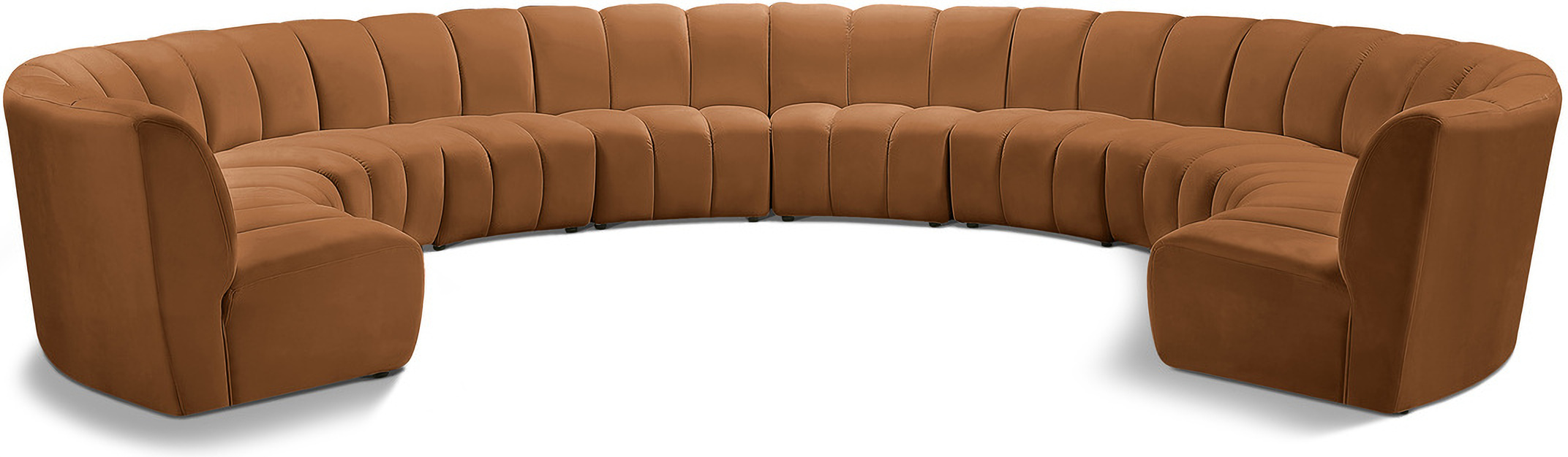 Infinity Velvet 10 Piece Modular Sectional In Saddle by Meridian ...