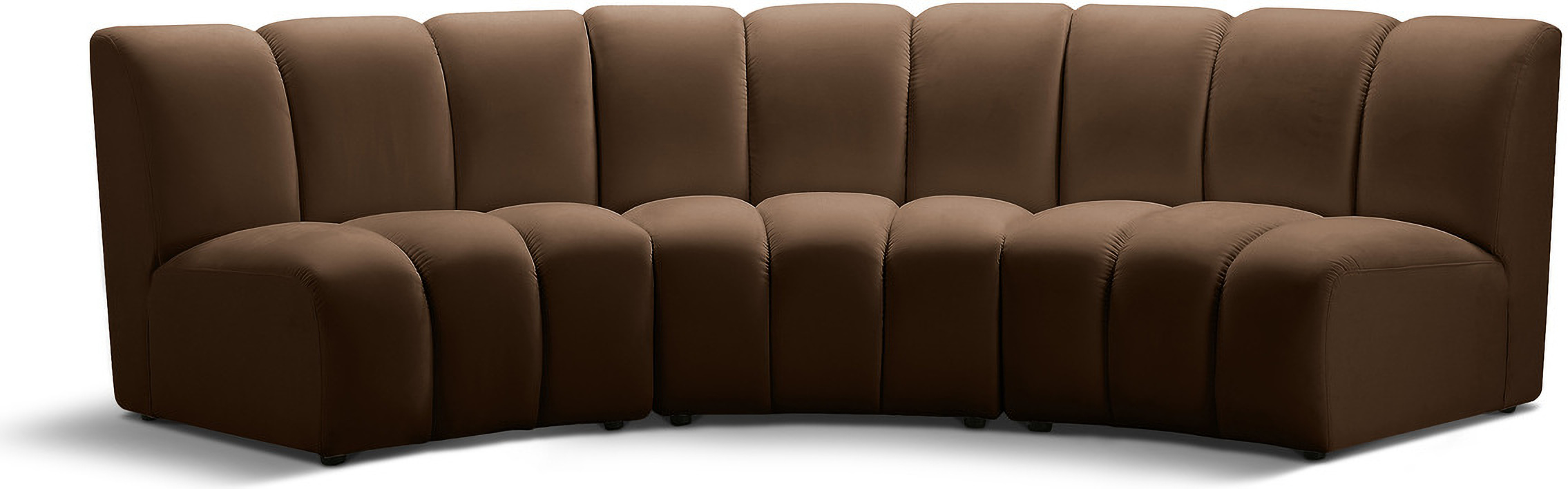 Infinity Velvet 3 Piece Modular Sectional In Brown by Meridian ...