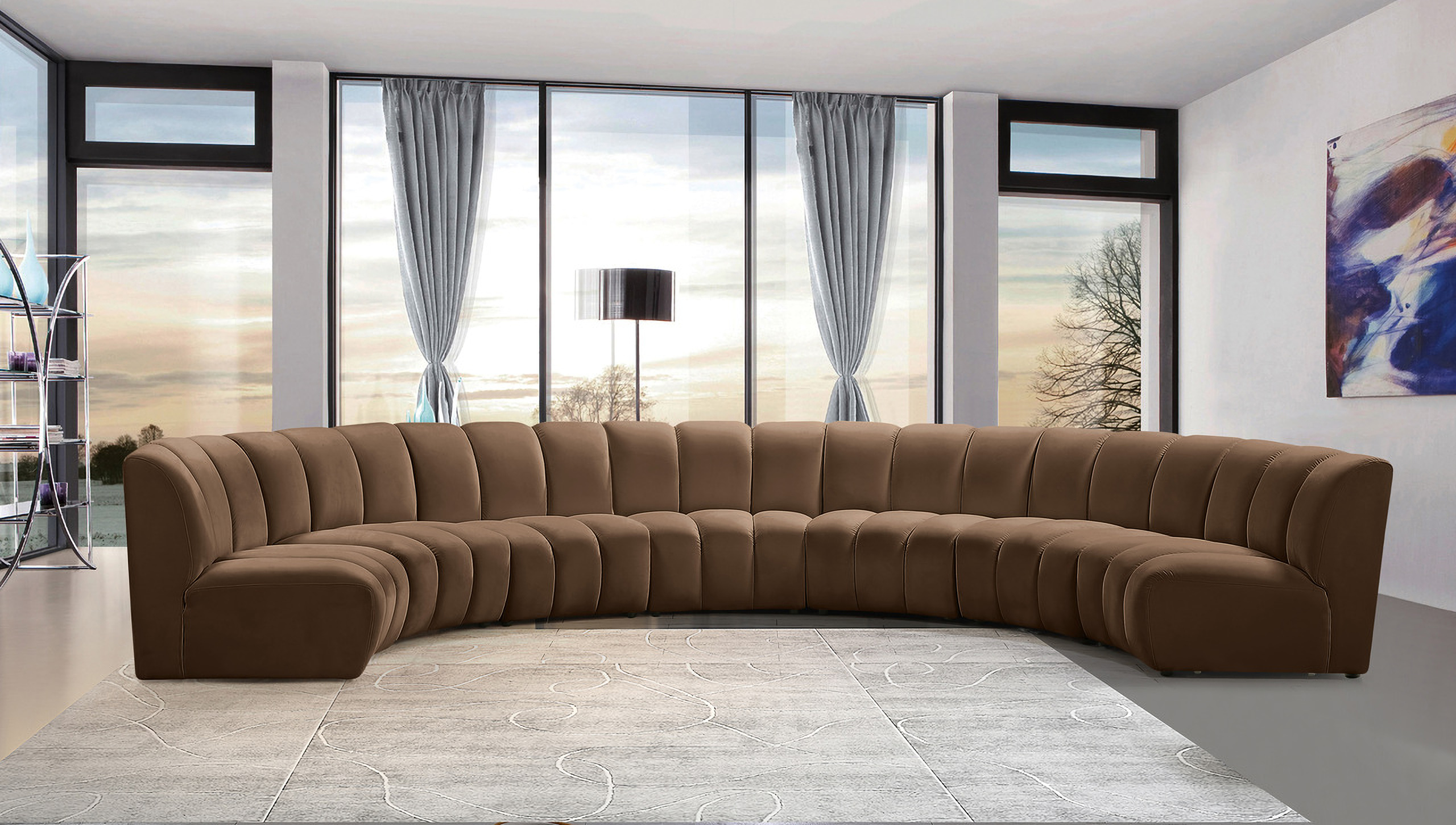 Infinity Velvet 7 Piece Modular Sectional In Brown by Meridian ...