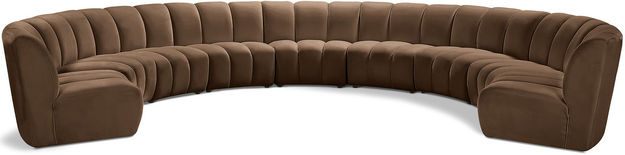 Infinity Velvet 9 Piece Modular Sectional In Brown by Meridian ...