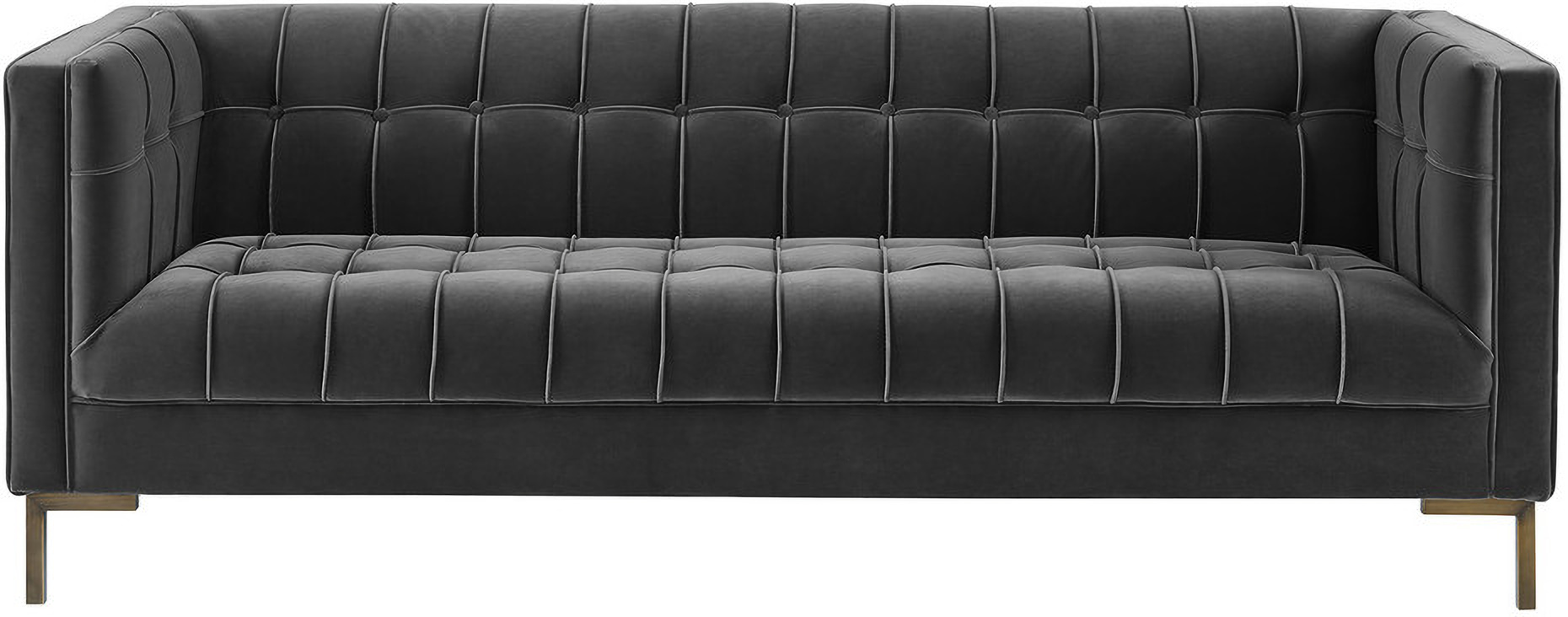 Isaac Channel Stitch Sofa In Gray Velvet by Steve Silver | 1StopBedrooms