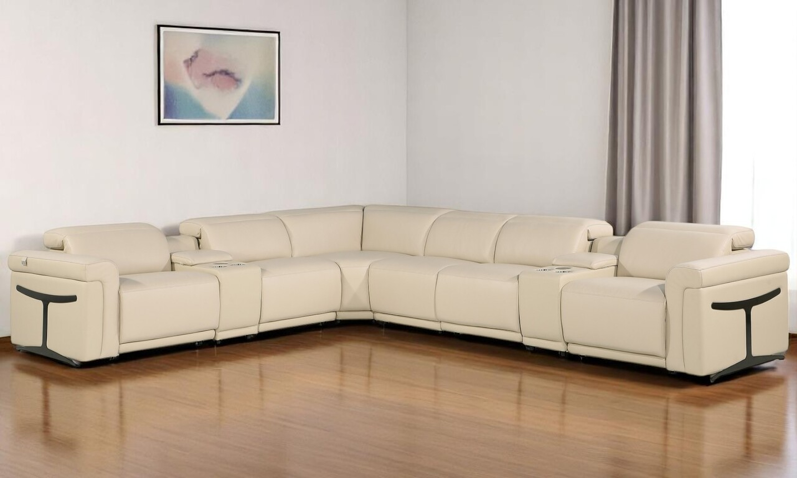Italian Leather Modular L Shaped Eight Piece Corner Sectional with ...