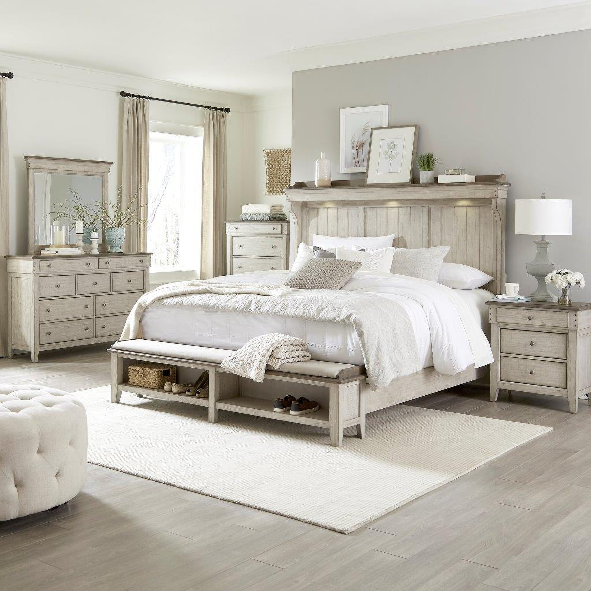 Ivy Hollow Weathered Linen And Dusty Taupe Mantle Storage Bedroom Set by Liberty | 1StopBedrooms