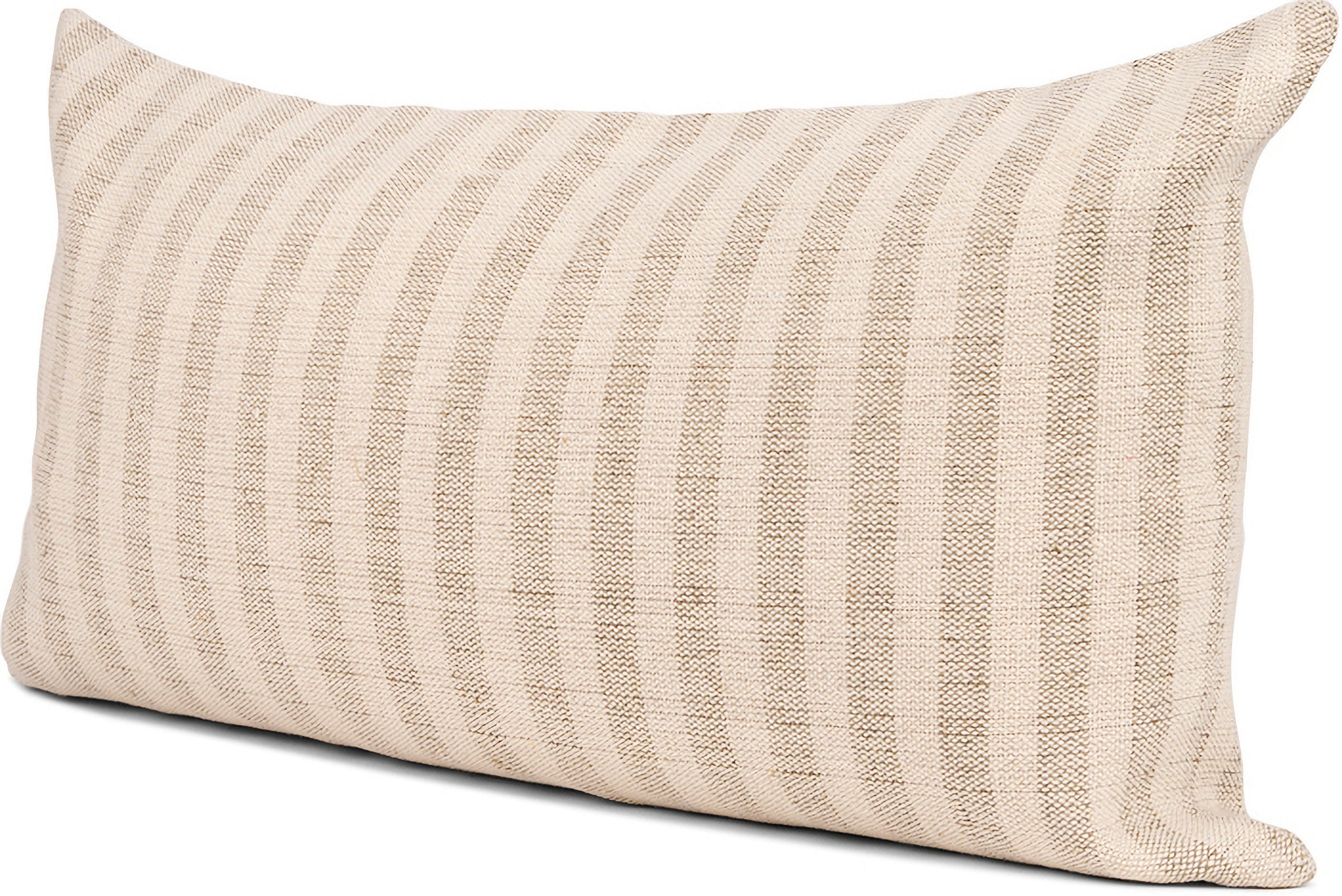 Jace Beige Stripe Lumbar Decorative Pillow Cover In Cream by Mercana ...