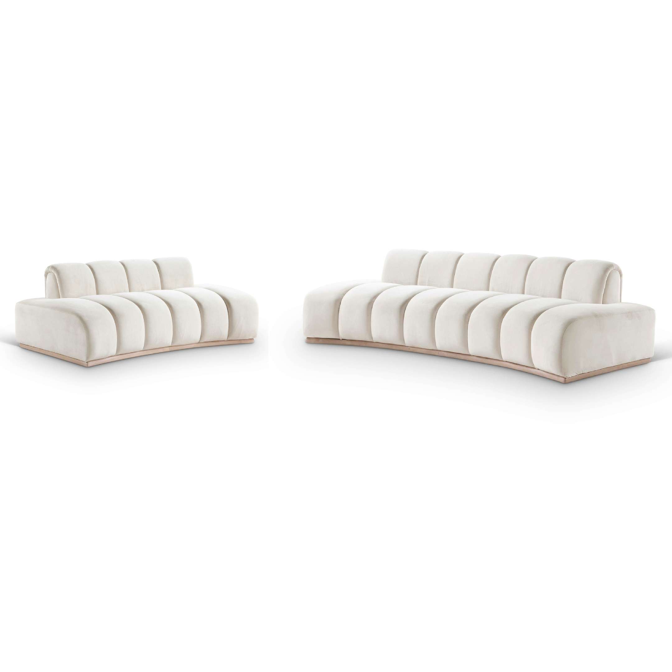 Jace Velvet Living Room Set In Natural and Cream by Meridian ...