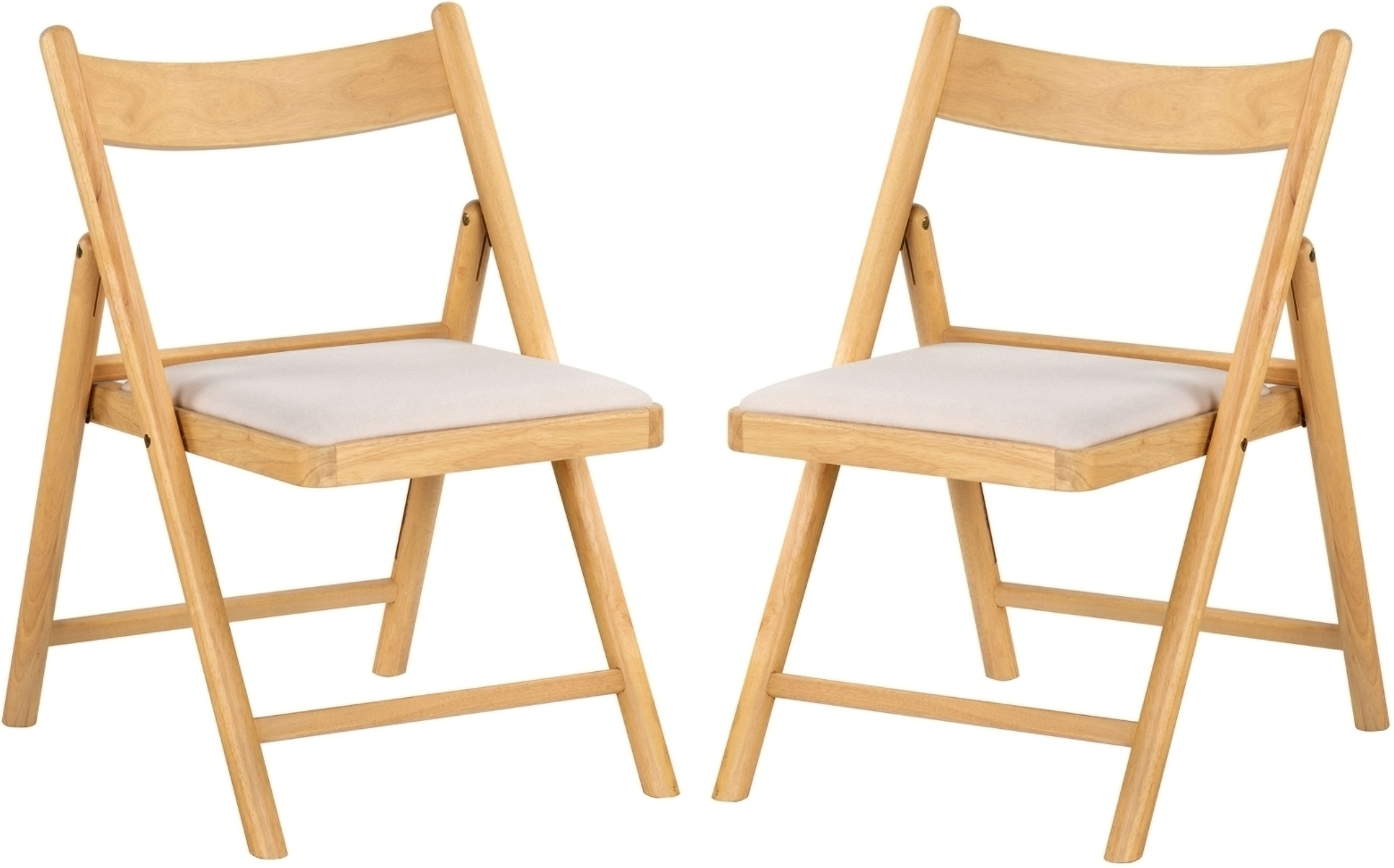 Jacie Linen Seat Folding Chair Set of 2 In Natural and White by ...