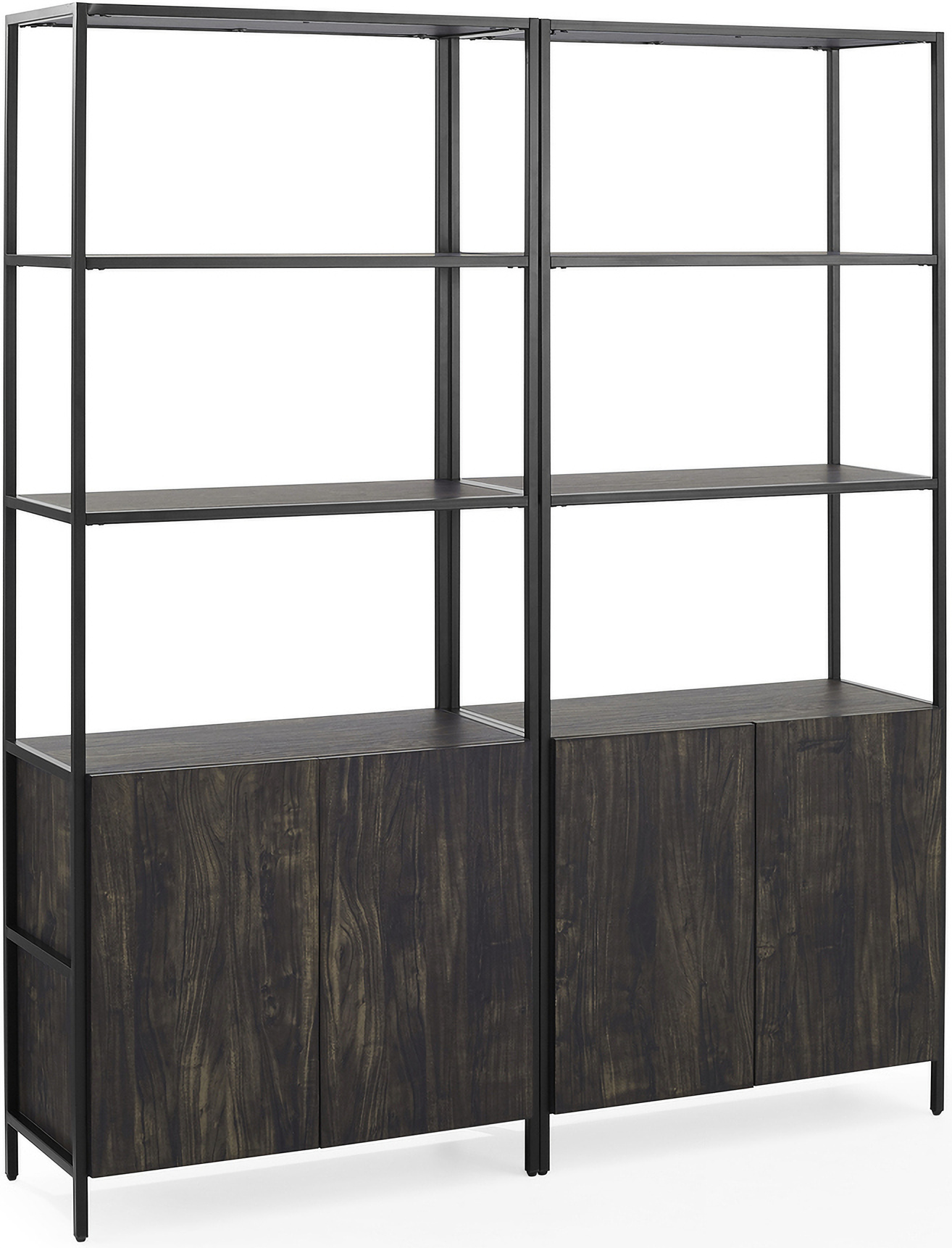 Jacobsen 2-Piece Etagere Bookcase Set In Brown Ash and Matte Black by ...