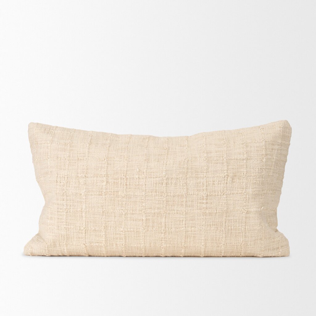 Jacory Lumbar Pillow Cover with Checker Texture In Cream by Mercana ...
