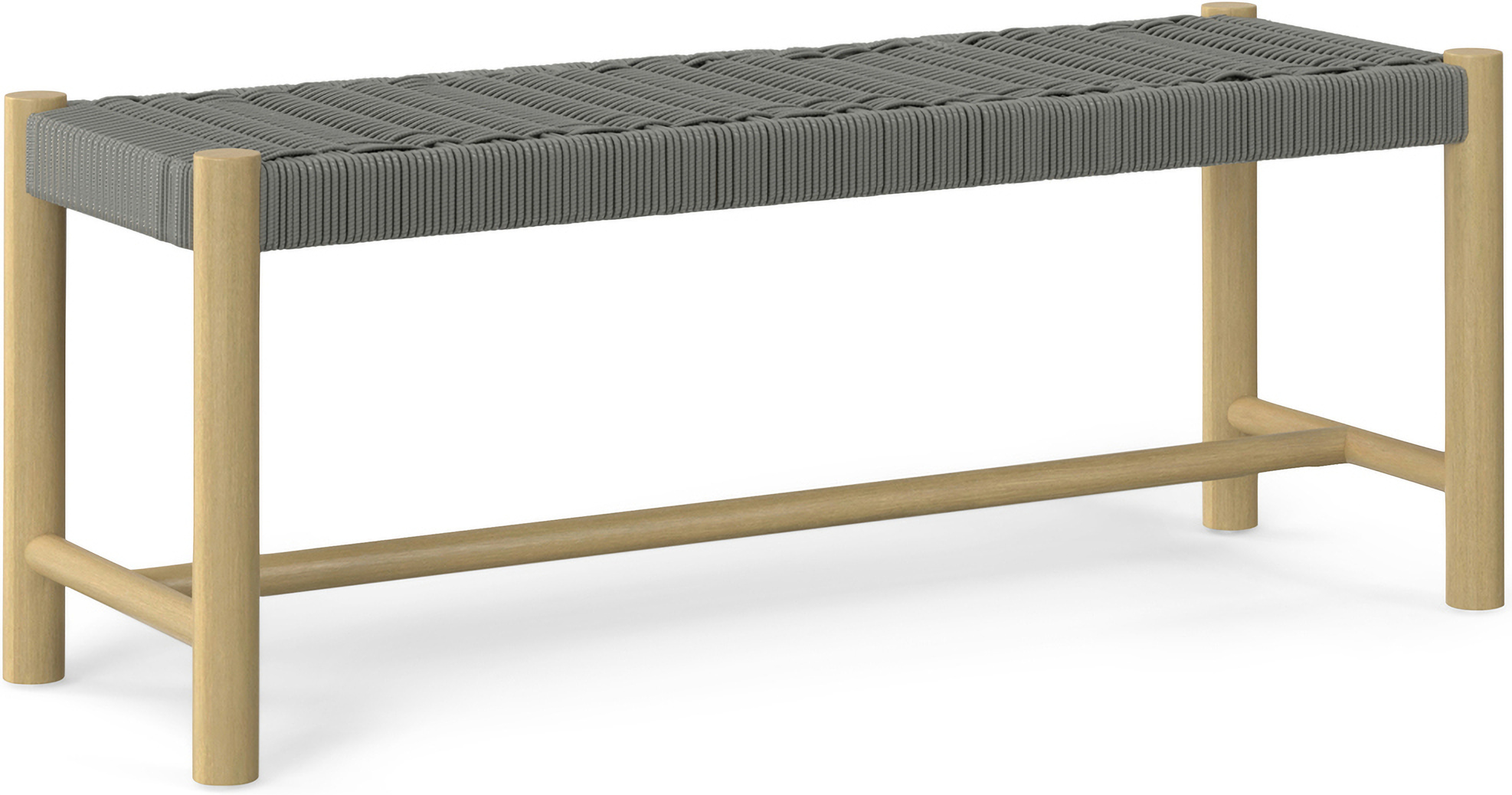 Jamboree Woven Rope Outdoor Bench with Wooden Legs In Natural and Grey ...