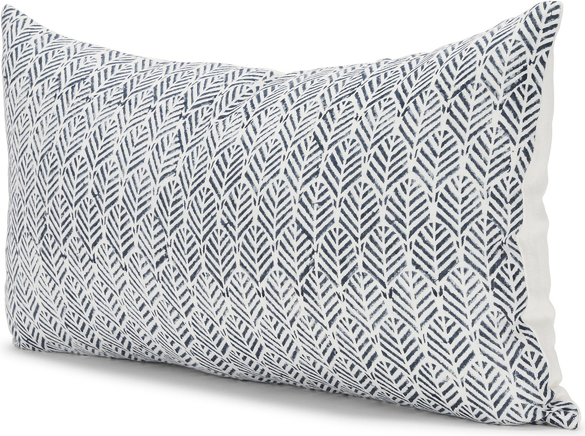 Janelle Indigo Print Linen Lumbar Decorative Pillow Cover In Cream by ...