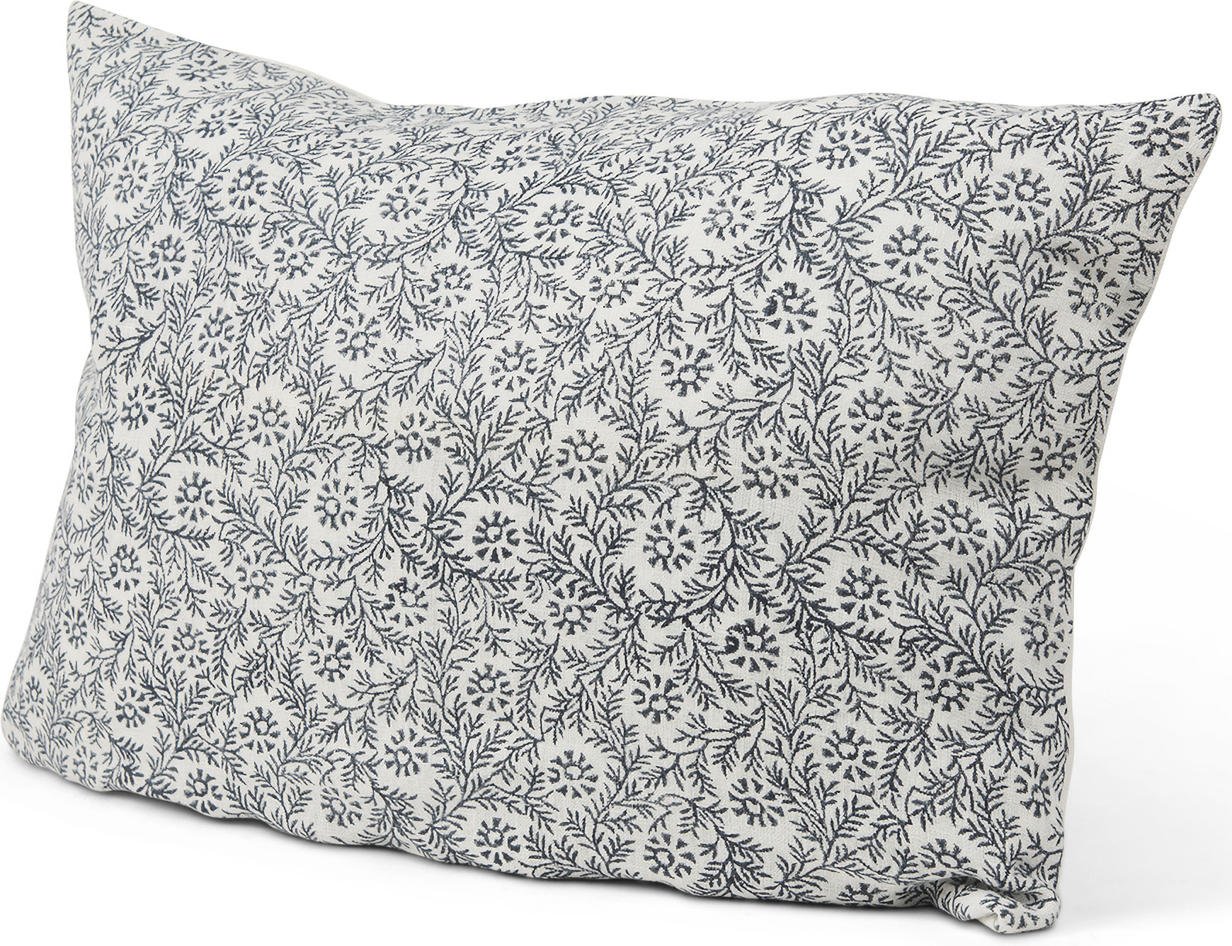 Jayne Indigo Print Linen Lumbar Decorative Pillow Cover In Cream by ...